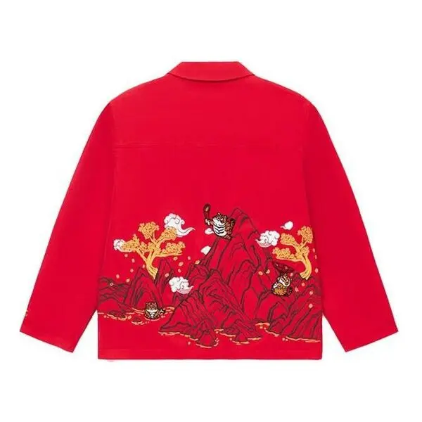 LI-NING Sports Stylish Series Gold Subject Pattern Jacket - Red/gold/black