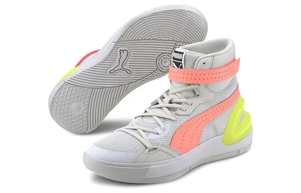 PUMA Sky Modern High Top Sneakers - White/yellow/pink