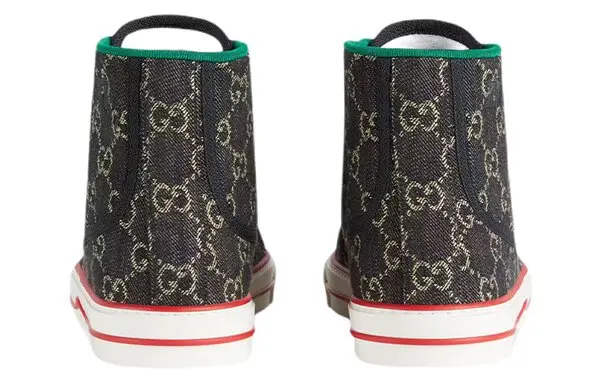 Gucci Tennis 1977 High Top Sneakers With Mini Gg Motif - Black/green/red