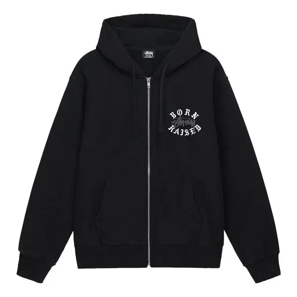 StÜssy X Born X Raised Logo Zip Hoodie - Black