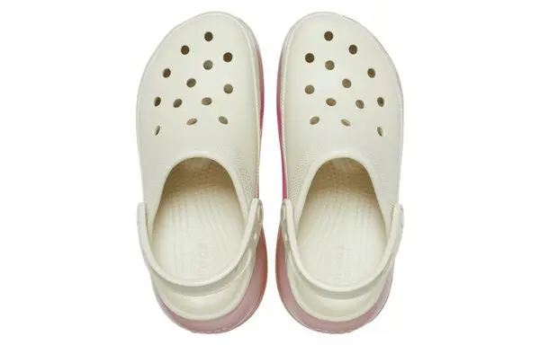 CROCS Mega Crush Color Dip Clogs - White/pink