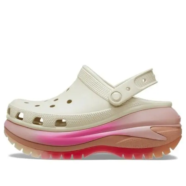 CROCS Mega Crush Color Dip Clogs - White/pink