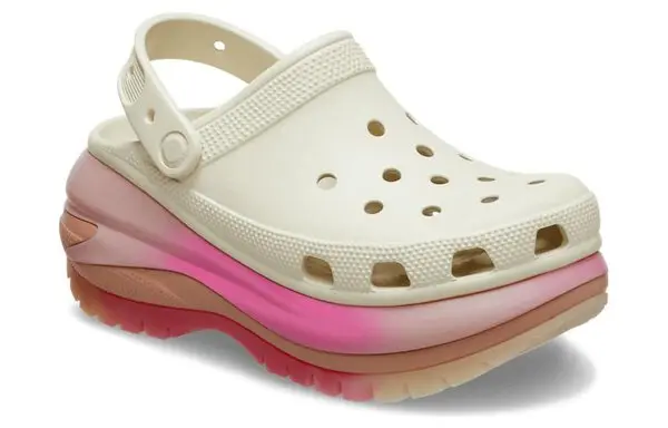 CROCS Mega Crush Color Dip Clogs - White/pink