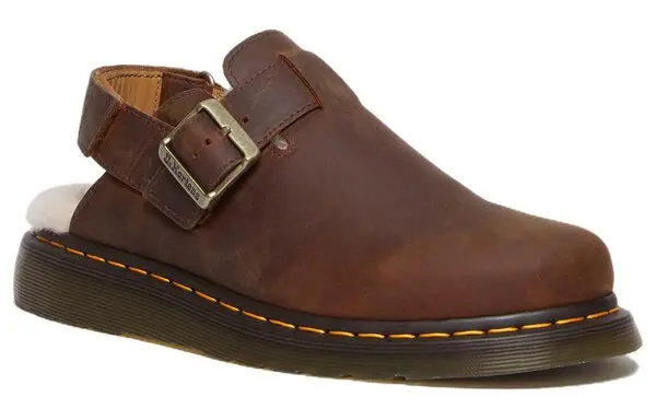 Dr. Martens Faux Fur Lined Slingback Mules - Warm Tan