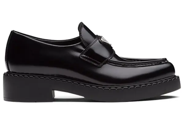 Prada Brushed Leather Pointy Monolith Loafers