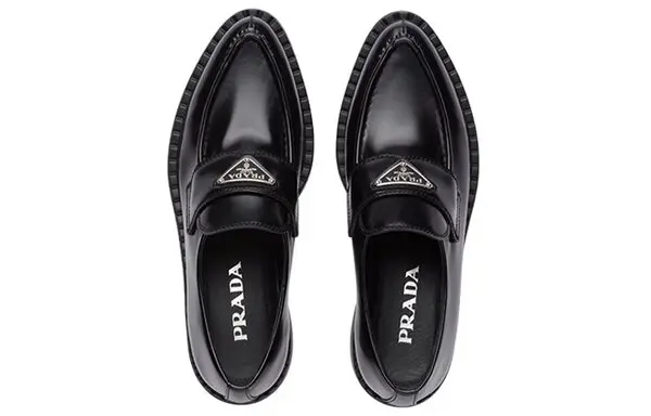 Prada Brushed Leather Pointy Monolith Loafers