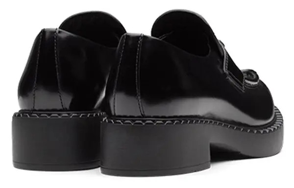 Prada Brushed Leather Pointy Monolith Loafers