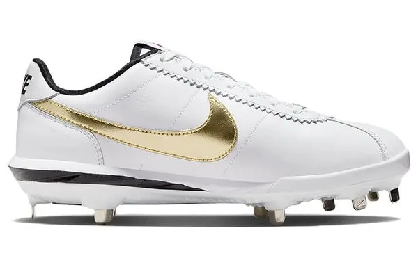 Nike Lunar Cortez Baseball Cleats White & Gold