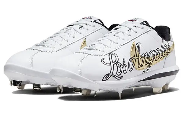 Nike Lunar Cortez Baseball Cleats White & Gold