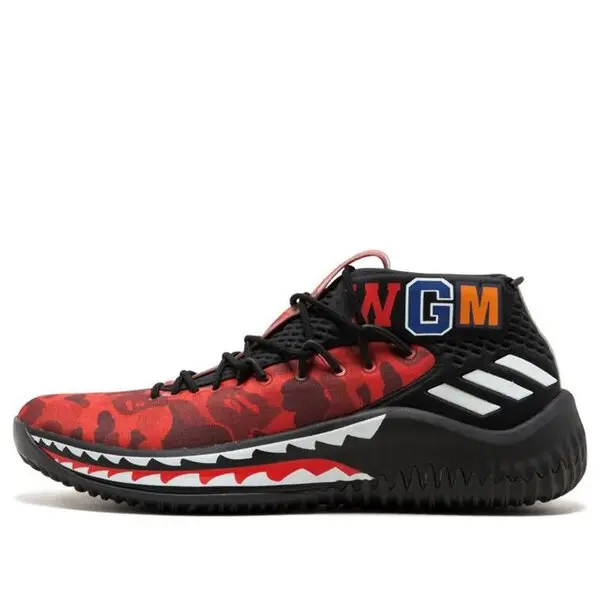 Adidas A Bathing Ape X Dame 4 "red Camo" Low Top Sneakers - Red/black