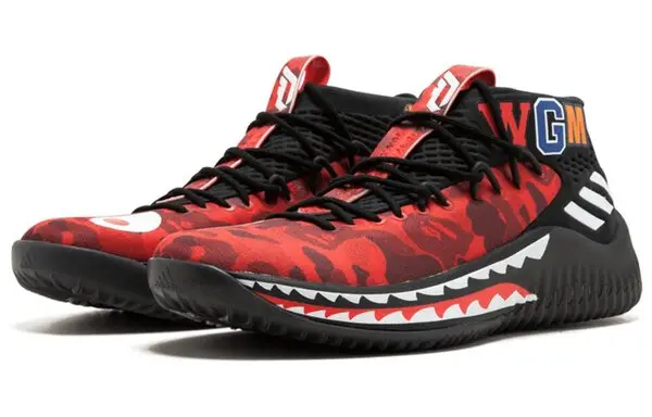 Adidas A Bathing Ape X Dame 4 "red Camo" Low Top Sneakers - Red/black