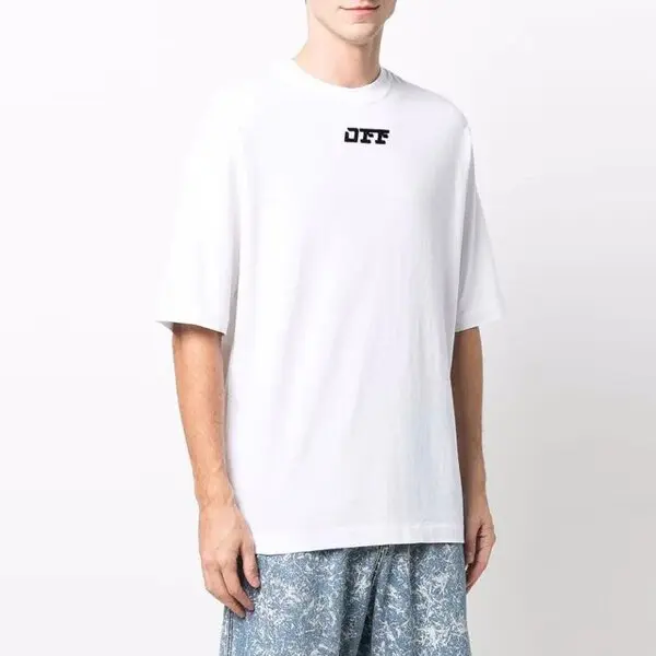 Off-White Fw21 Logo Round Neck Short Sleeve Loose Fit White T-shirt - Default Color
