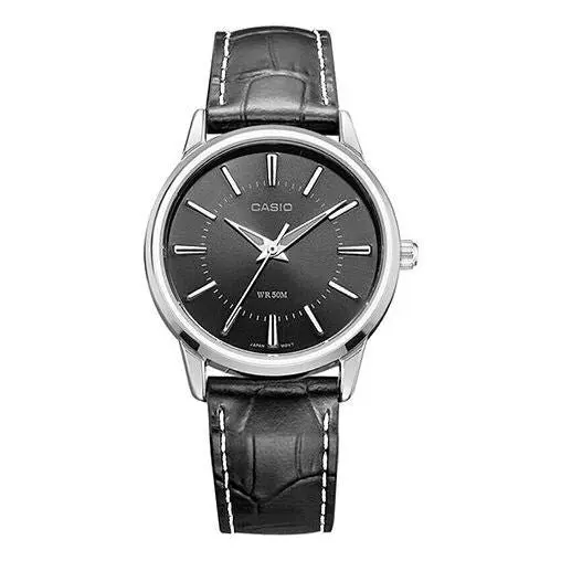 Casio Analog Quartz Watch With Leather Strap - Black