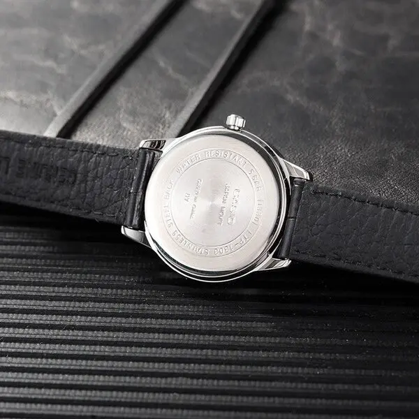 Casio Analog Quartz Watch With Leather Strap - Black