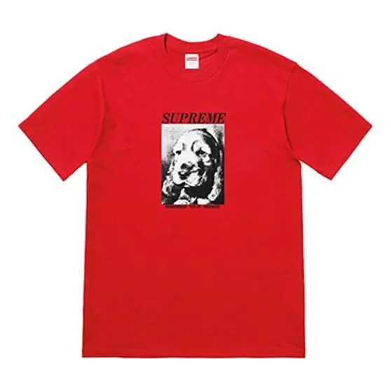 Supreme Fw18 Remember Tee Puppy Sketch Printing Short Sleeve - Red