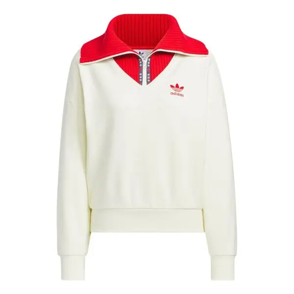 Adidas Originals X Feifei Ruan Crewneck Zip Up Sweatshirt - White/red