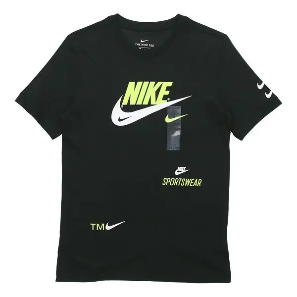 Nike Alphabet Logo Graphic Short Sleeve T-shirt - Black