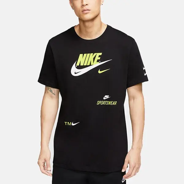 Nike Alphabet Logo Graphic Short Sleeve T-shirt - Black