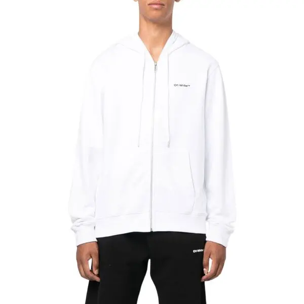 Off-White Logo Print Zip-up Hoodie