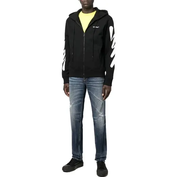 Off-White Ss22 Diagonal Stripes Printing Zipper Jacket Version Black