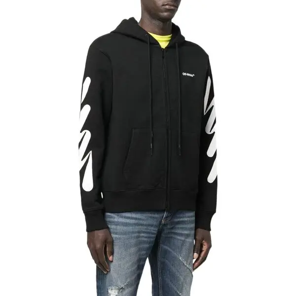 Off-White Ss22 Diagonal Stripes Printing Zipper Jacket Version Black