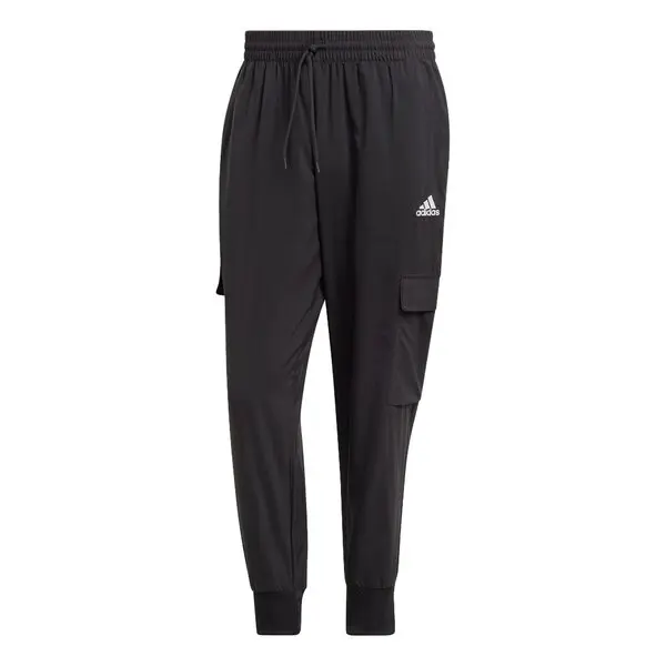 Adidas Essentials Small Logo Woven Cargo Ankle-length Pants - Black