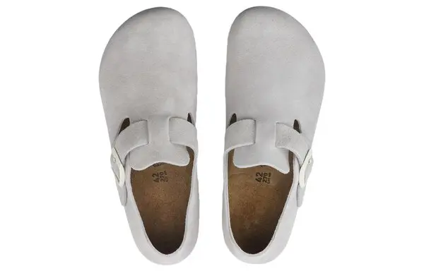 BIRKENSTOCK London Suede Leather Clogs - White