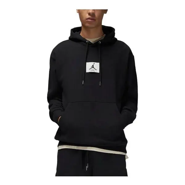 JORDAN Air Flight Fleece Pullover Hoodie - Black/sail