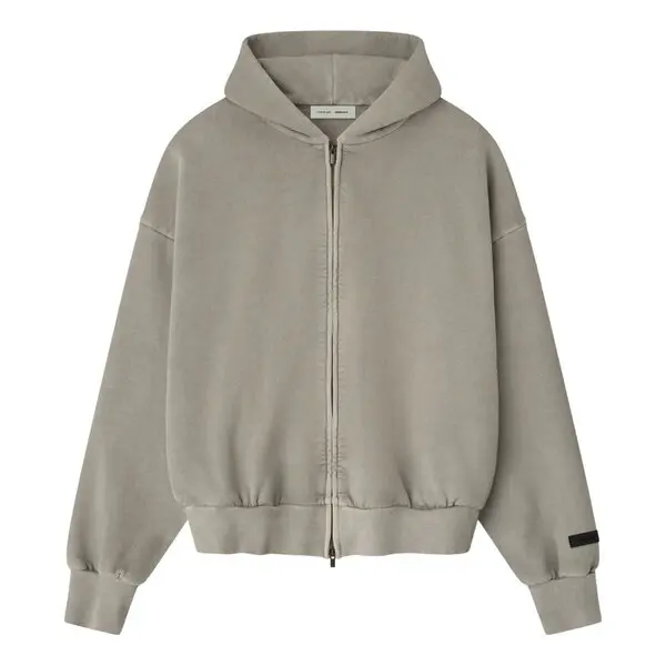 Fear Of God Embroidered Classic Full Zip Hoodie - Smoke Grey