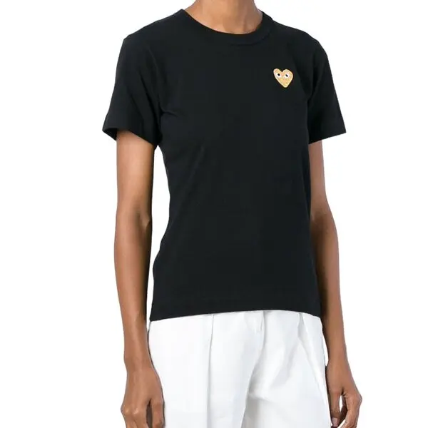 Play Comme Des Garcon Embroidered Heart T-shirt - Black