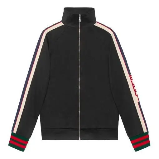 Gucci Technical Jersey Track Jacket With Stripe Detail - Black/red