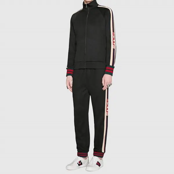 Gucci Technical Jersey Track Jacket With Stripe Detail - Black/red