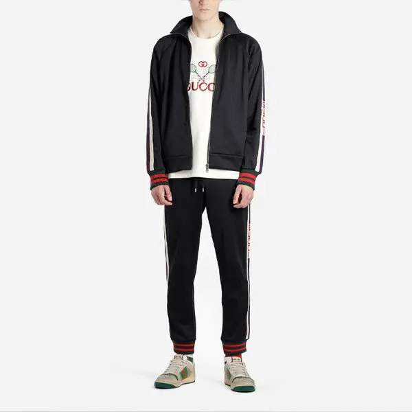 Gucci Technical Jersey Track Jacket With Stripe Detail - Black/red