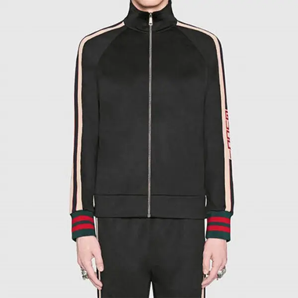 Gucci Technical Jersey Track Jacket With Stripe Detail - Black/red