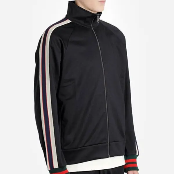 Gucci Technical Jersey Track Jacket With Stripe Detail - Black/red