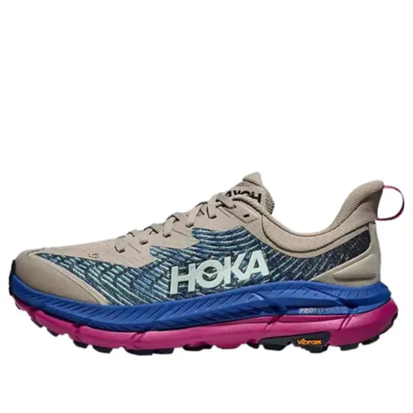 Hoka One One Mafate Speed 4 Trail Running Sneakers - Beige/blue