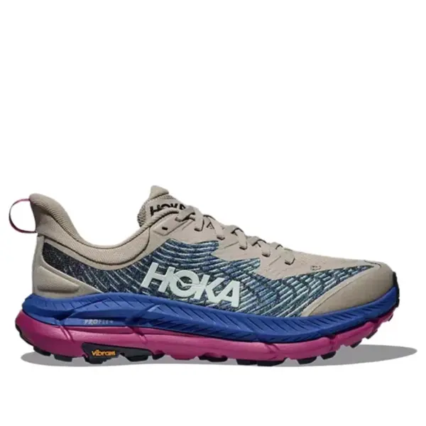 Hoka One One Mafate Speed 4 Trail Running Sneakers - Beige/blue