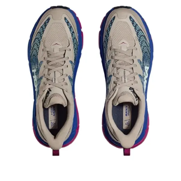 Hoka One One Mafate Speed 4 Trail Running Sneakers - Beige/blue