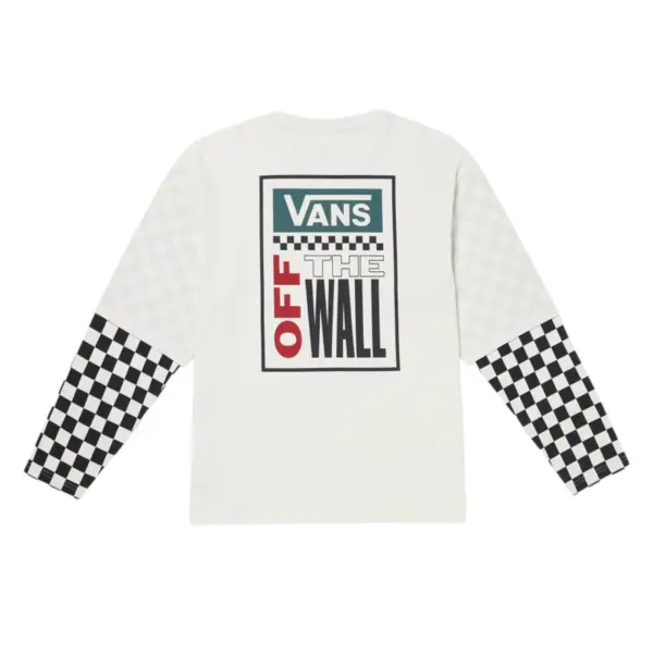 VANS Spaced Out Logo Checker Pearl Long Sleeve T-shirt 'white Black