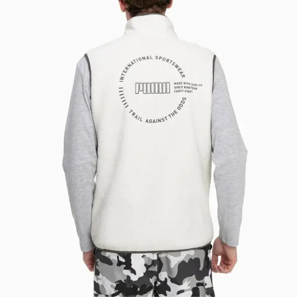 PUMA Xtg Trail Fleece Full Zip Pocket Vest - White/black/orange