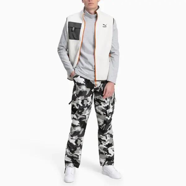 PUMA Xtg Trail Fleece Full Zip Pocket Vest - White/black/orange