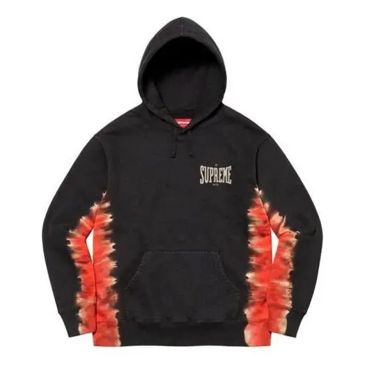 Supreme Bleached Hooded Sweatshirt - Black/orange