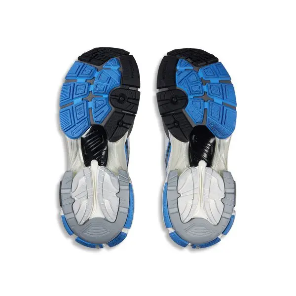 Balenciaga Runner Sneakers In Blue And Grey Nylon And Suede-like Fabric - Grey/white/black