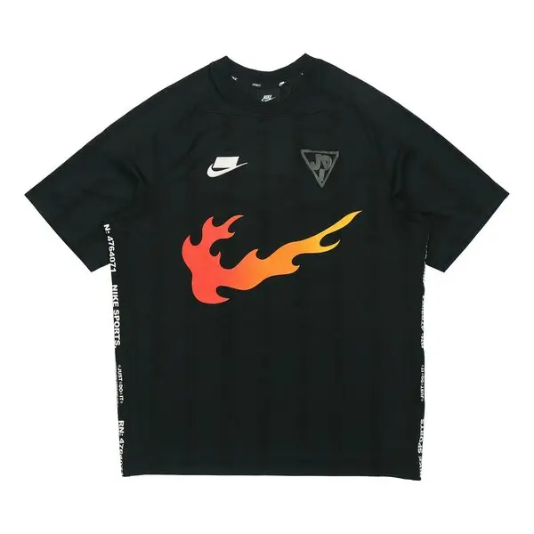 Nike Nsw Flame Logo Jersey Black - Black/red