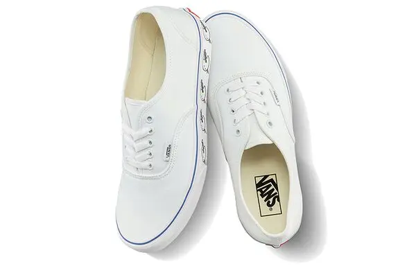 VANS Authentic Low Top Sneakers With Graphic Detailing - White