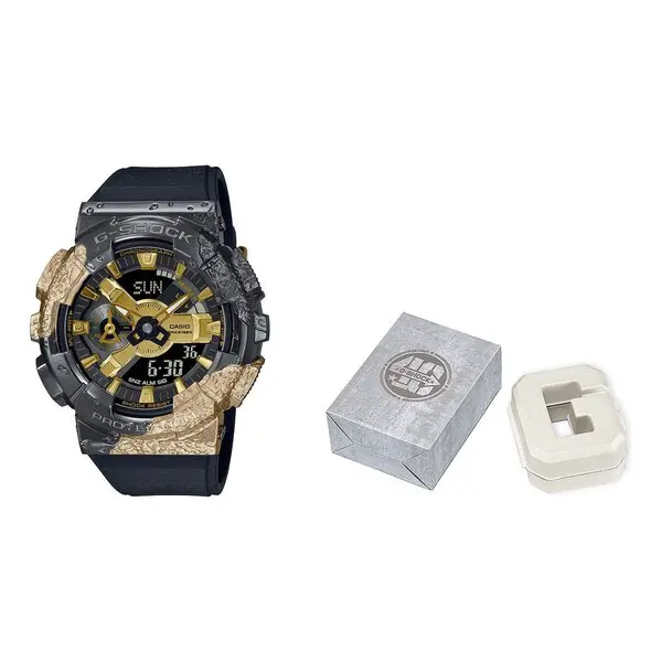 Casio G-shock Analog-digital Watch With Gold Tone Embellishments - Black