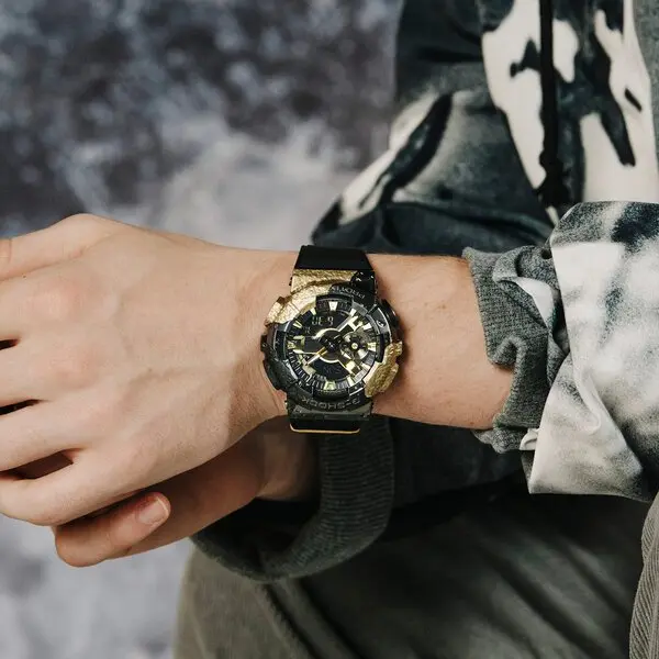 Casio G-shock Analog-digital Watch With Gold Tone Embellishments