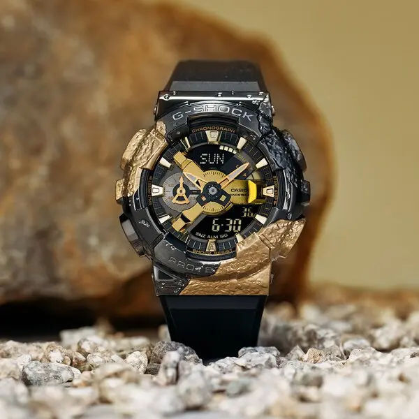 Casio G-shock Analog-digital Watch With Gold Tone Embellishments
