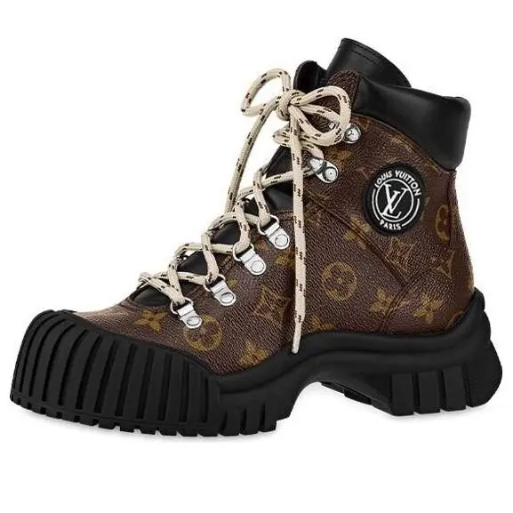 LOUIS VUITTON Ruby Flat Ranger Boots - Brown/black/white