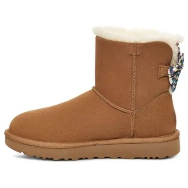 UGG Checkered Bow Short Boots - Brown